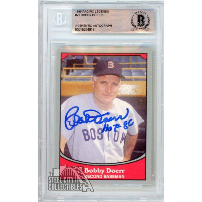 Bobby Doerr 1990 Pacific Legends "HOF 86" Autograph Card #21 BAS ...