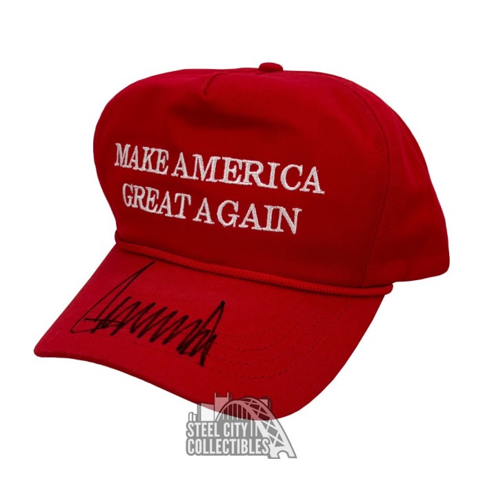Donald Trump Autographed Make America Great Again Red Hat - JSA LOA ...