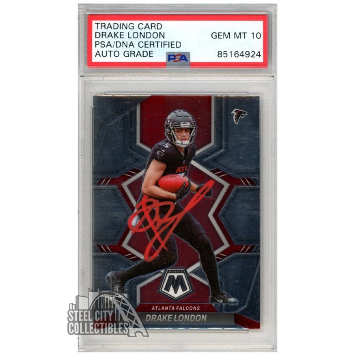 Drake London 2022 Panini Mosaic Autograph Rookie Card #312 PSA/DNA 10 ...