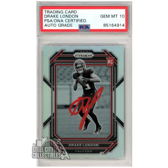 Drake London 2022 Panini Prizm Silver Variation Autograph Rookie Card ...