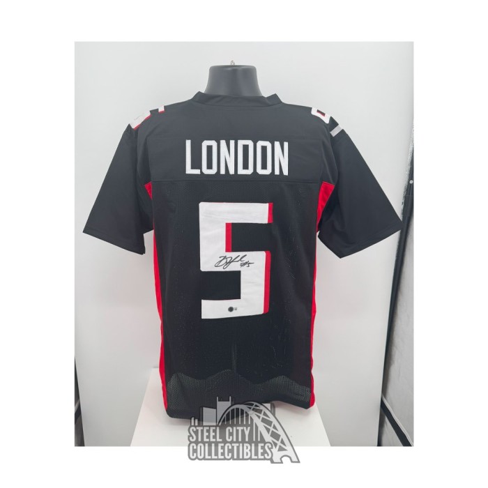 Drake London Autographed Atlanta Custom Black Football Jersey - BAS ...