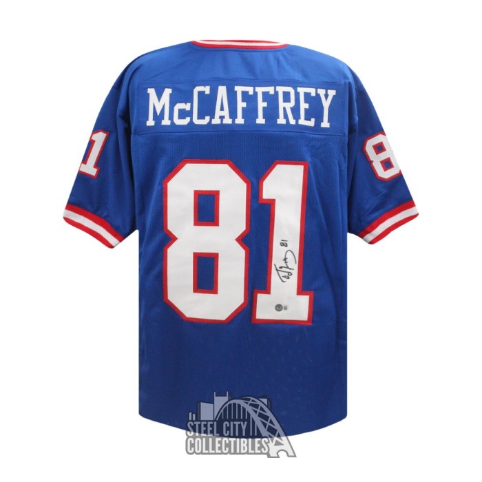 Ed McCaffrey Autographed New York Custom Blue Football Jersey - BAS ...
