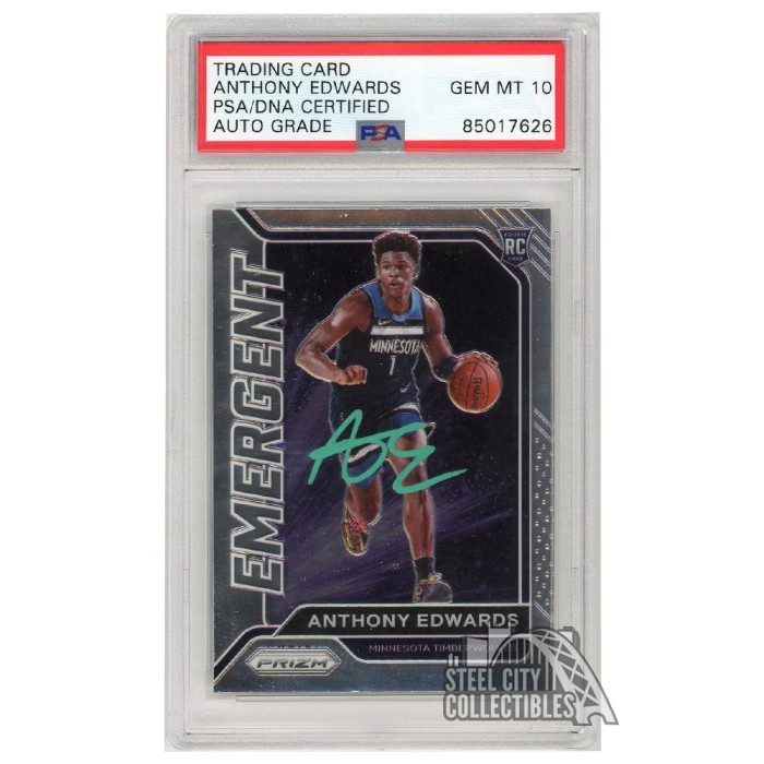 Anthony Edwards 2020-21 Panini Prizm Emergent Autograph Rookie Card #3 ...