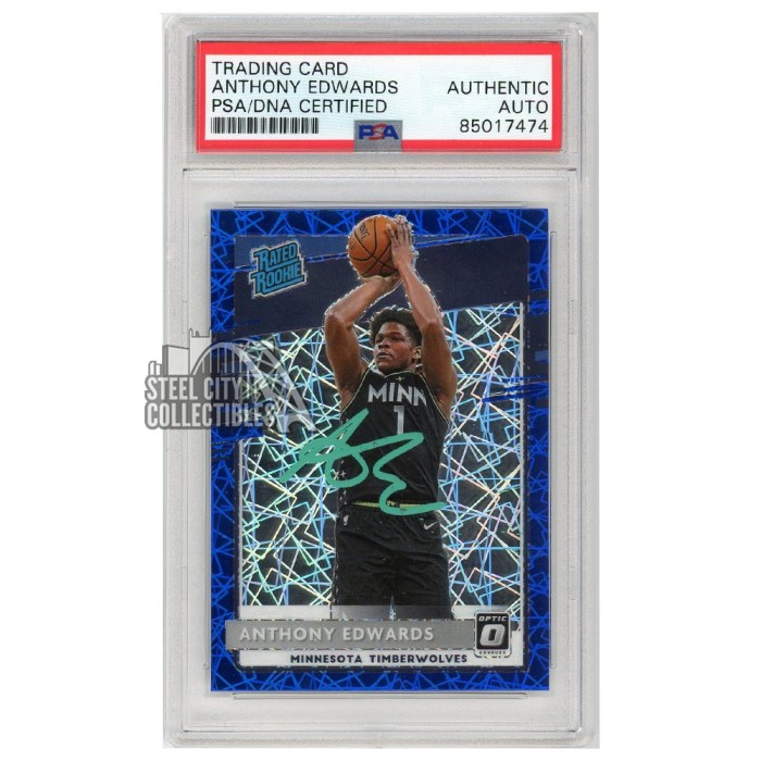 Anthony Edwards 2020-21 Panini Donruss Optic Rated Rookie Blue Velocity ...