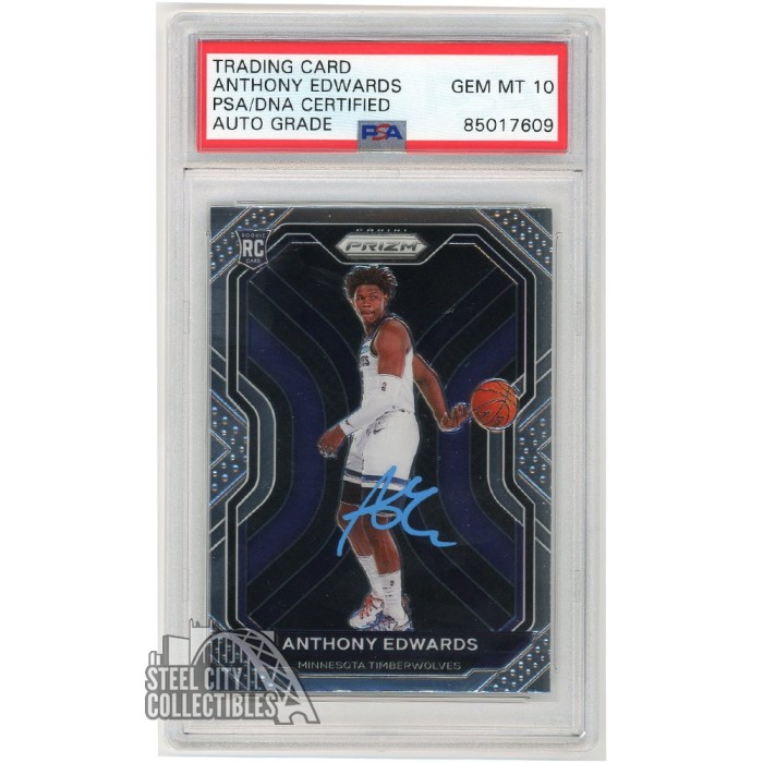 Anthony Edwards 2020-21 Panini Prizm Autograph Rookie Card #258 PSA/DNA ...
