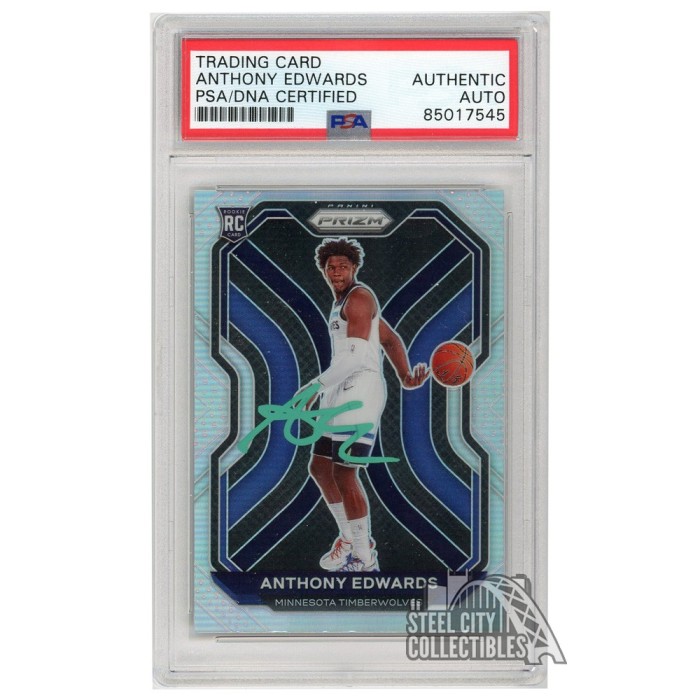 Anthony Edwards 2020-21 Panini Prizm Silver Autograph RC Card #258 PSA ...