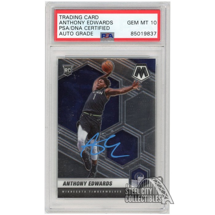 Anthony Edwards 2020-21 Panini Mosaic Autograph Rookie Card #201 PSA ...