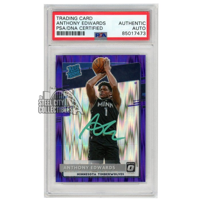 Anthony Edwards 2020-21 Panini Donruss Optic Rated Rookie Purple Shock ...