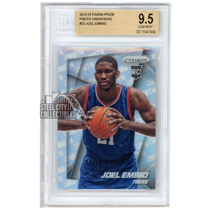 Joel Embiid 2014-15 Panini Prizm Rookie Photo Variation Card #33 BGS 9. ...