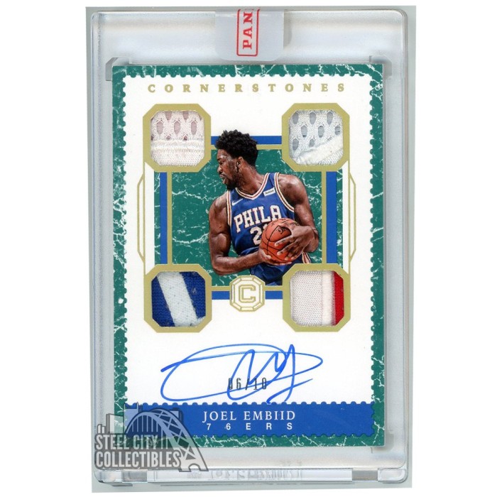 Joel Embiid 2017-18 Panini Cornerstones Marble Quad Patch Auto Card #C ...