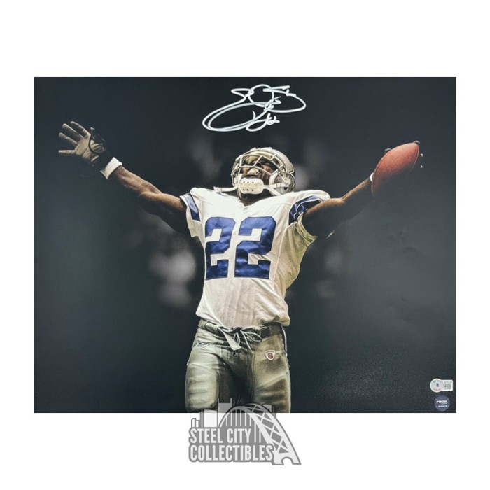 Emmitt Smith Autographed Dallas 16x20 Football Photo - BAS (Arms Up ...