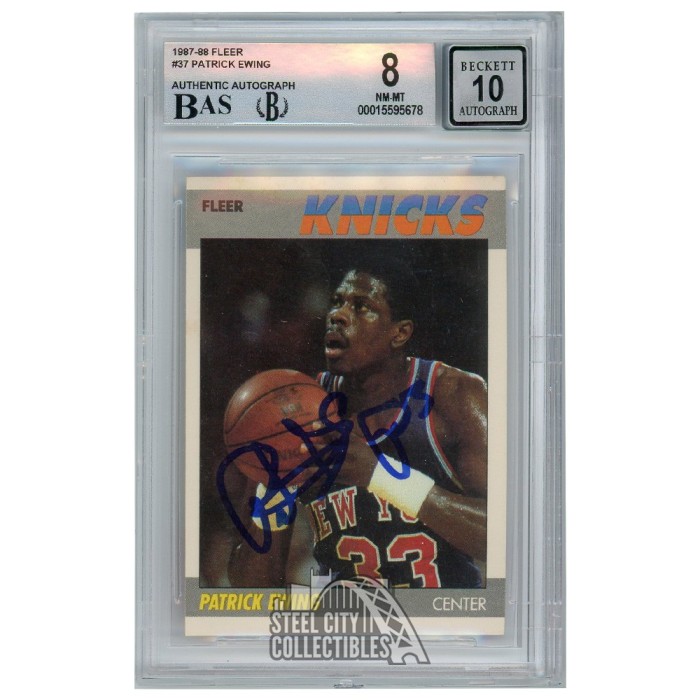 Patrick Ewing 1987-88 Fleer Autograph Card #37 BGS 8 BAS 10 | Steel ...