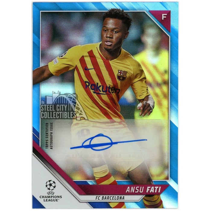 Ansu Fati 2021-22 Topps UEFA Champions League Blue Autograph Card #BA-AF 64/99 | Steel City ...