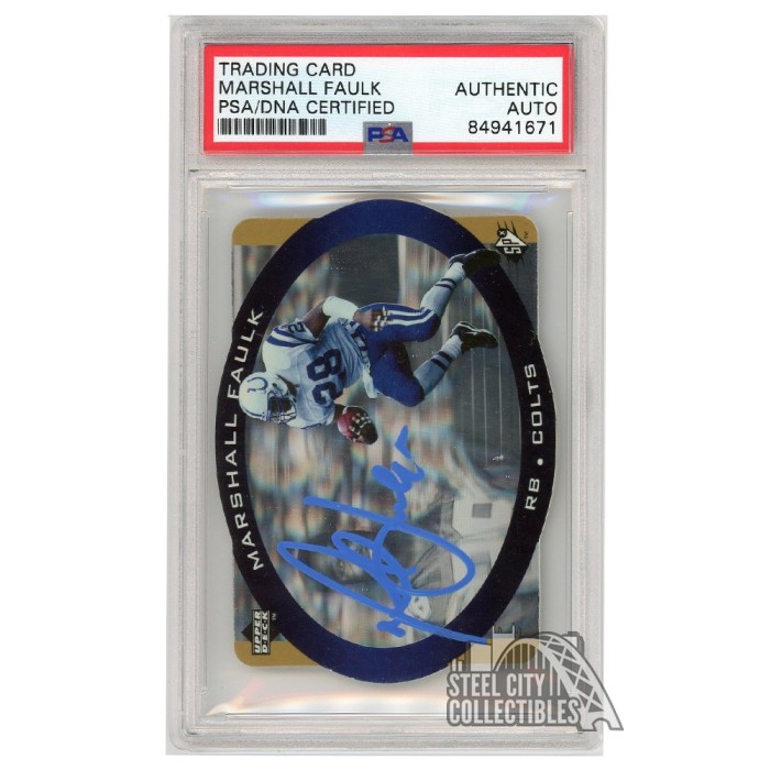 Marshall Faulk 1996 Upper Deck SPX Gold Die-Cut Autograph Card #19 PSA ...