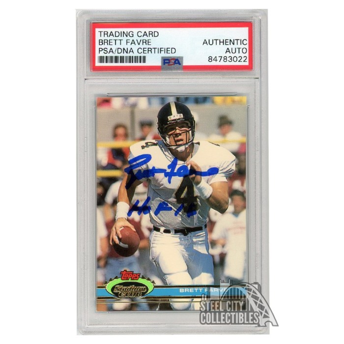 Brett Favre 1991 Topps Stadium Club Autograph Rookie Card #94 "HOF 16 ...
