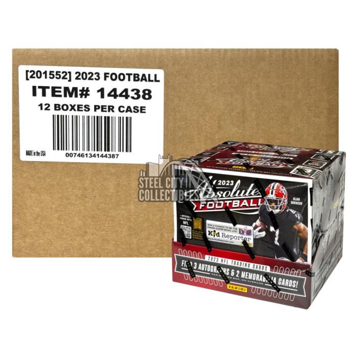 2023 Panini Absolute Football Hobby 12-Box Case | Steel City Collectibles