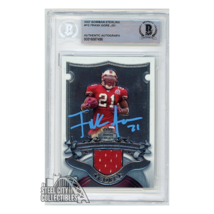 Frank Gore 2007 Bowman Sterling Autograph Jersey Card #FG BAS (Light ...