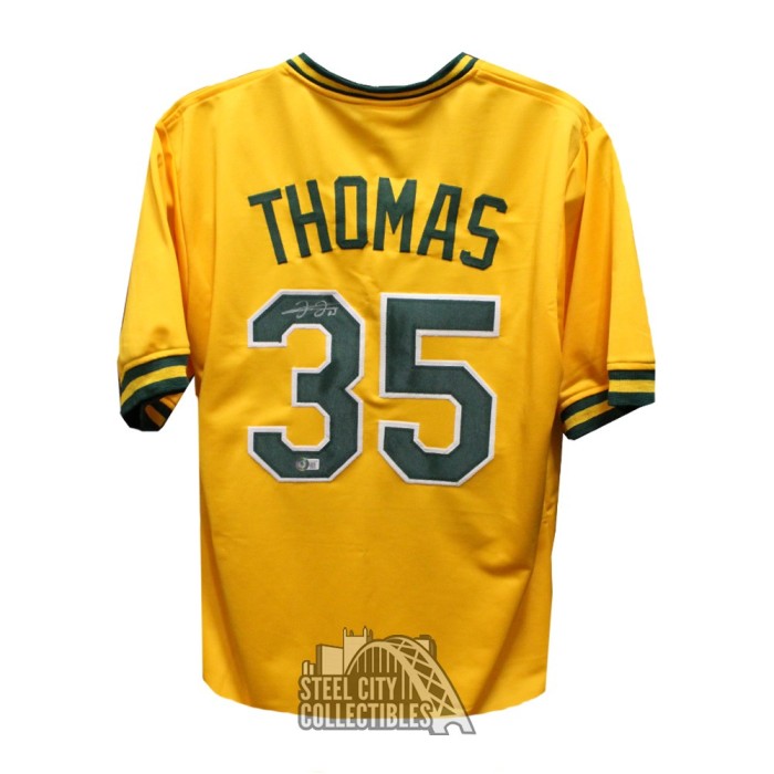 Frank Thomas Autographed Oakland Custom Yellow Baseball Jersey - BAS ...