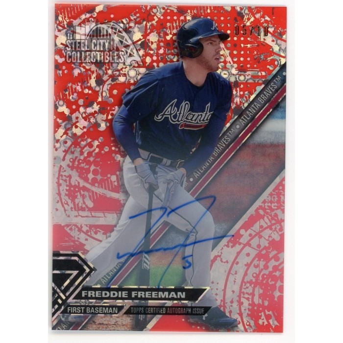 Freddie Freeman 2017 Topps High Tek Red Auto Card #HT-FF 05/10 | Steel ...
