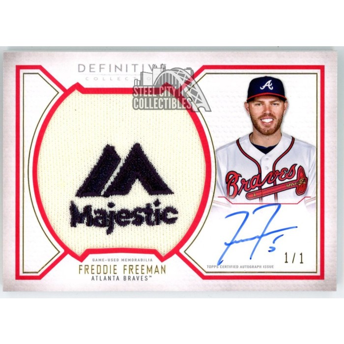 Freddie Freeman 2019 Topps Definitive Majestic Logo Patch Auto Card # ...