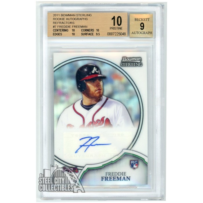 Freddie Freeman 2011 Bowman Sterling Rookie Auto Card #7 169/199 BGS 10 ...