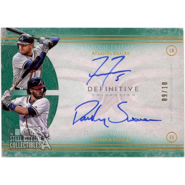 Freddie Freeman Dansby Swanson 2017 Topps Definitive Dual Autograph ...