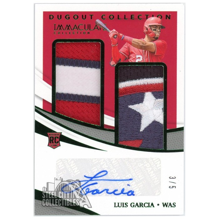 Luis Garcia 2021 Panini Immaculate Dugout Collection Green Rookie Patch ...