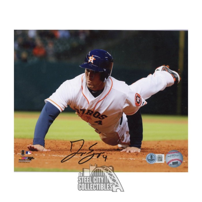 George Springer Autographed Houston 8x10 Baseball Photo - BAS (Sliding ...