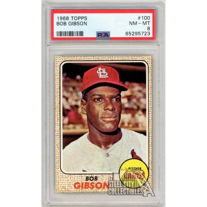 Bob Gibson 1968 Topps Card #100 PSA 8 NM-MT | Steel City Collectibles