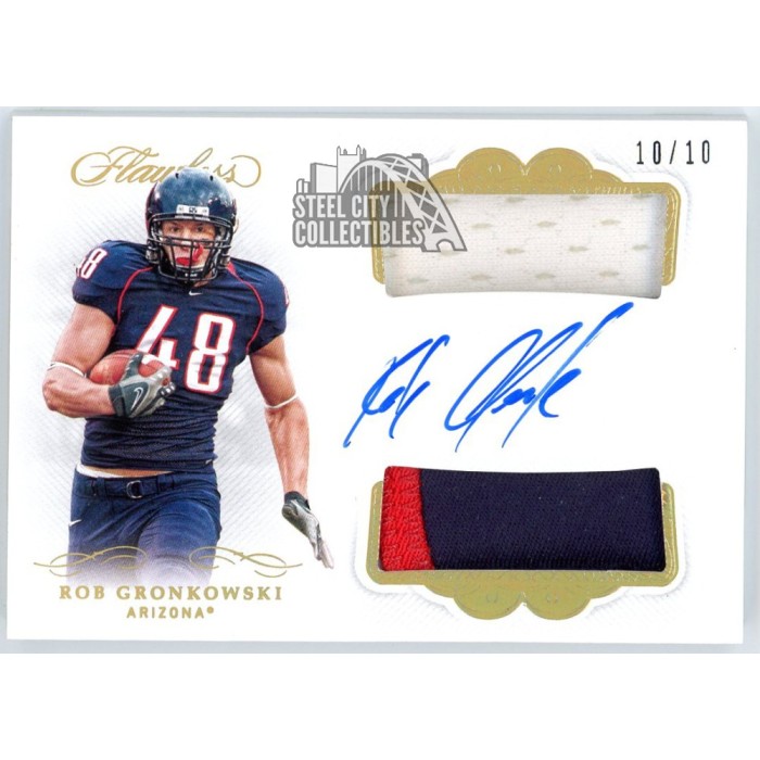 Rob Gronkowski 2020 Panini Flawless Collegiate Gold Dual Patch Auto ...
