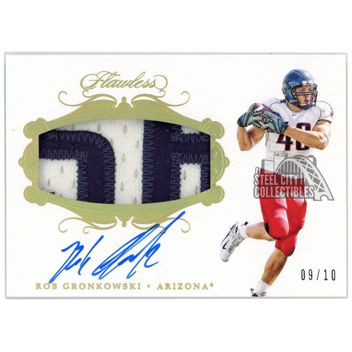 Rob Gronkowski 2018 Panini Flawless Collegiate Game-Used Patch Auto 9/ ...