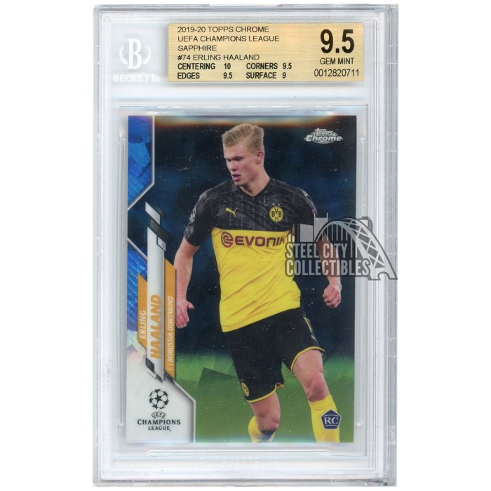 Erling Haaland 2019-20 Topps Chrome Sapphire UEFA Champions League ...