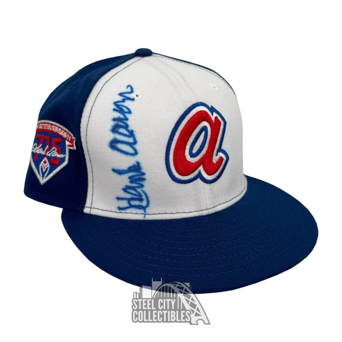 Hank Aaron Autographed Atlanta 715 40th Anniversary New Era Baseball ...