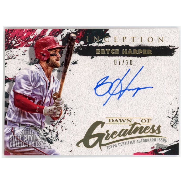 Bryce Harper 2021 Topps Inception Dawn Of Greatness Autograph Card # ...