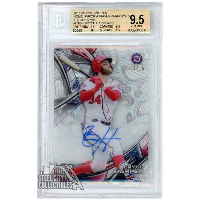 Bryce Harper 2016 Topps High Tek Home Uniform Variation Autograph Card ...