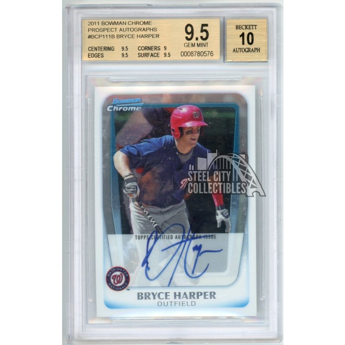 Bryce Harper 2011 Bowman Chrome Prospect Autograph Card #BCP111 BGS 9.5 ...