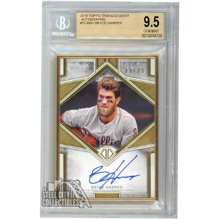 Bryce Harper 2019 Topps Transcendent Autograph Card #TCA-BH 05/25 BGS 9 ...