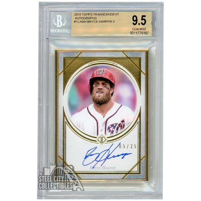 Bryce Harper 2018 Topps Transcendent Autograph Card #TCA-BH 05/25 BGS 9 ...