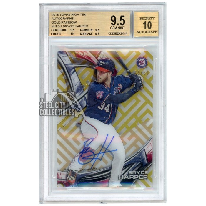 Bryce Harper 2016 Topps High Tek Gold Rainbow Autograph Card #HT-BH 29/ ...