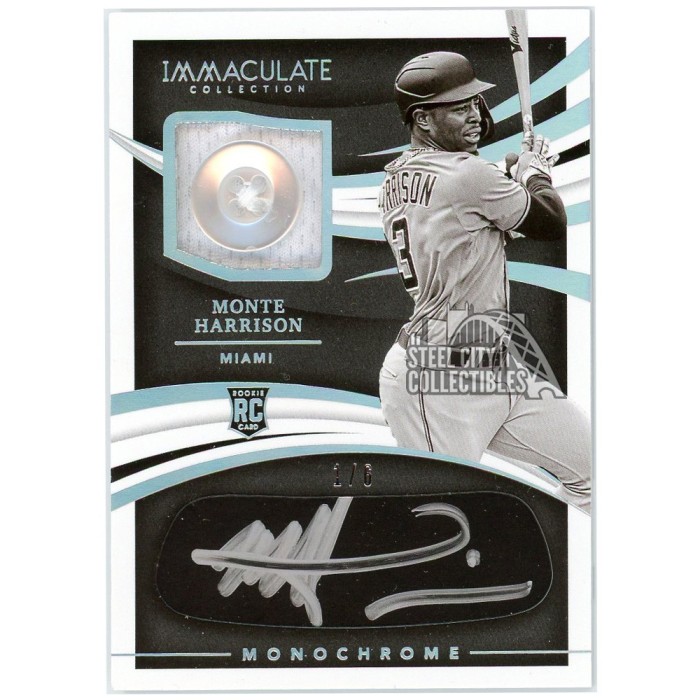 Monte Harrison 2021 Panini Immaculate Monochrome Button Rookie ...