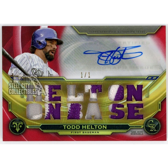 Todd Helton 2019 Topps Triple Threads Ruby Patch Autograph Card #TTAR ...