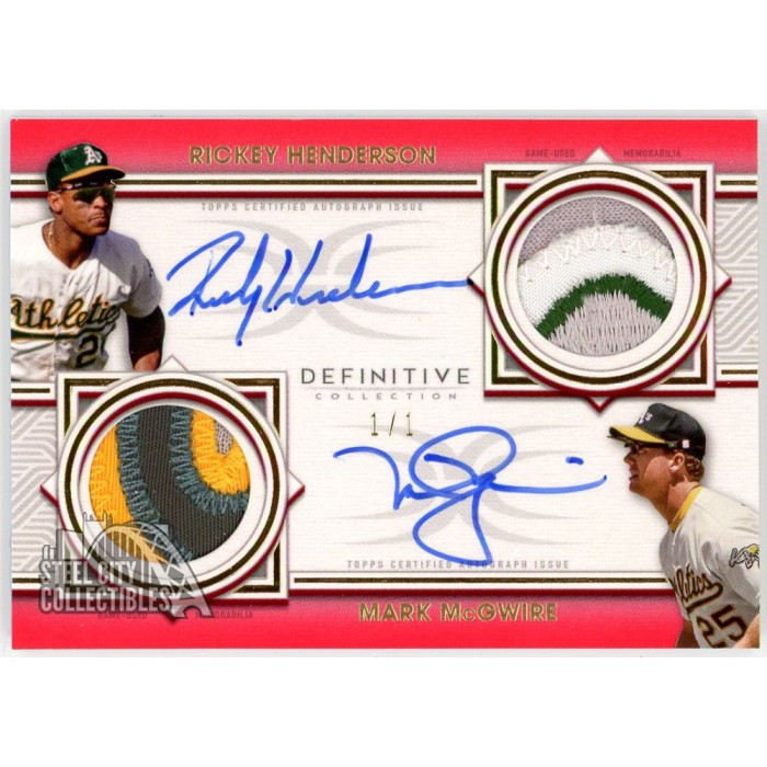 Rickey Henderson Mark McGwire 2022 Topps Definitive Dual Patch ...