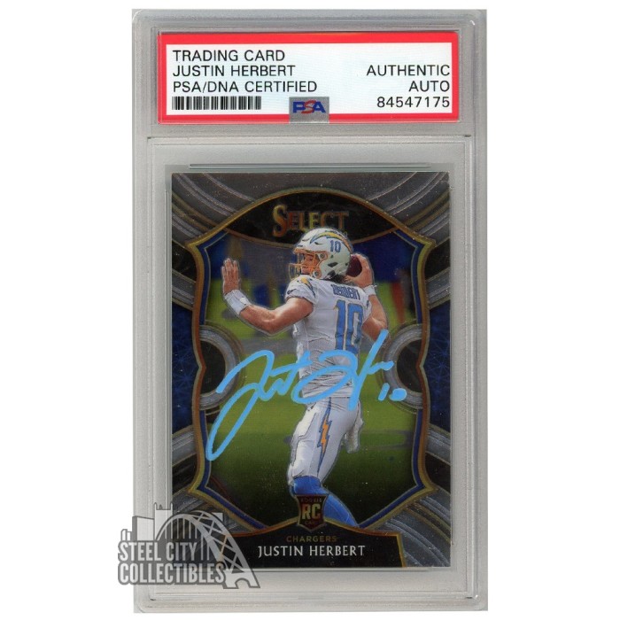 Justin Herbert 2020 Panini Select Concourse Auto Rookie Card #44 - PSA ...
