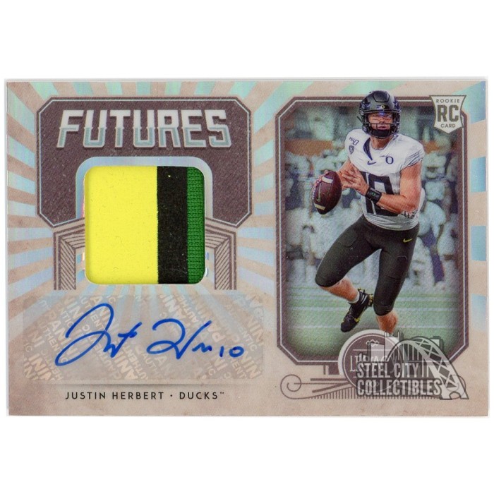 Justin Herbert 2020 Panini Legacy Futures Rookie Patch Autograph Card # ...