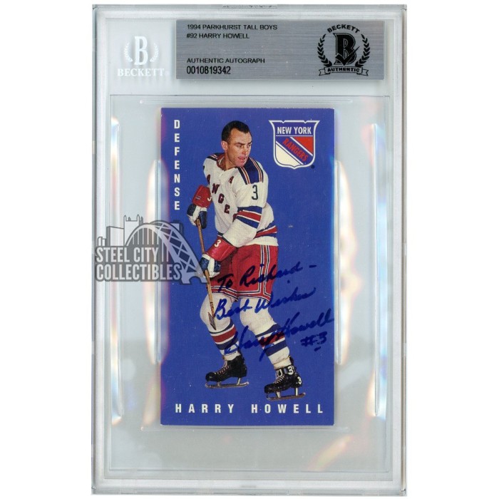 Harry Howell 1994-95 Parkhurst Tall Boys Autograph Card #92 BAS | Steel ...