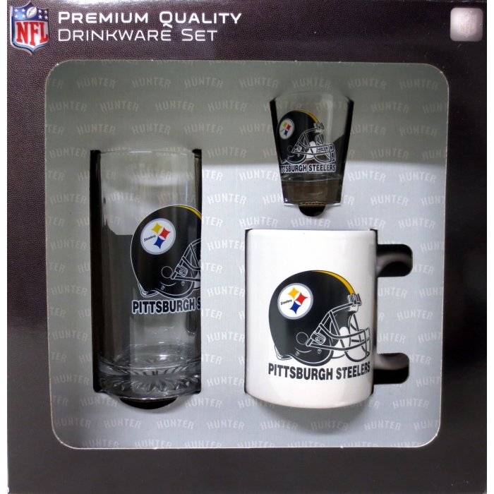 Pittsburgh Steelers NFL Premium Quality 3 Piece Drinkware Set | Steel ...