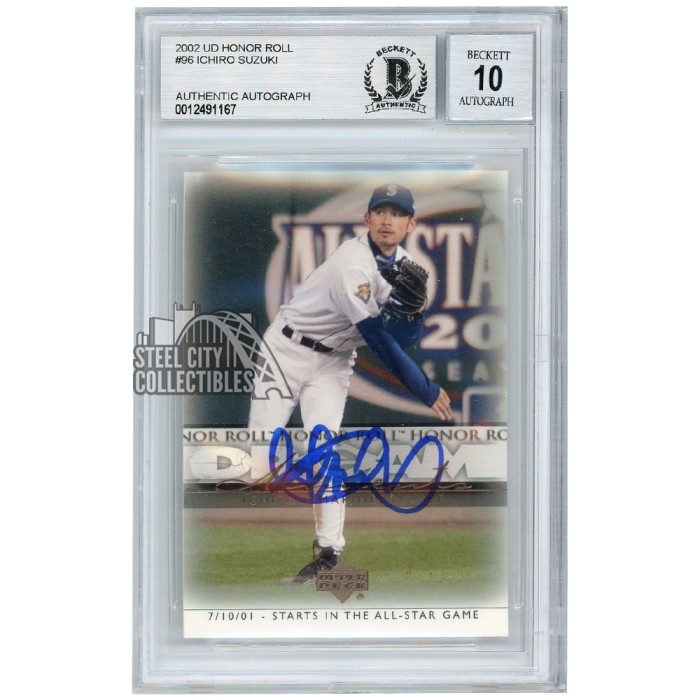 Ichiro Suzuki 2002 Upper Deck Honor Roll Autograph Card #96 BAS 10 ...