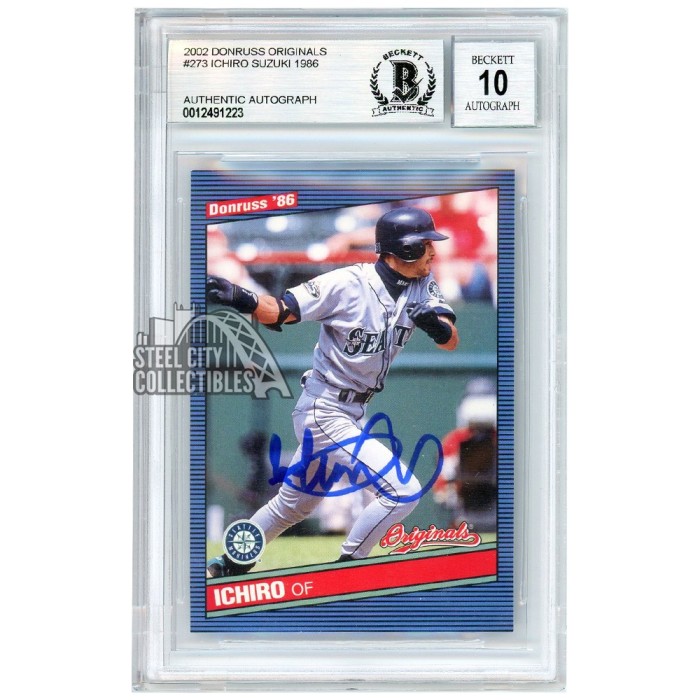 Ichiro Suzuki 2002 Donruss Originals 1986 Autograph Card #273 BAS 10 ...