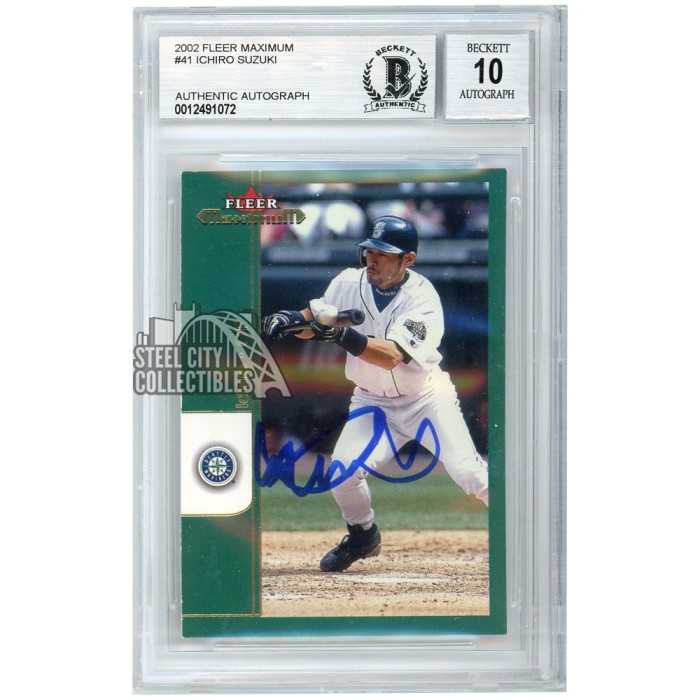 Ichiro Suzuki 2002 Fleer Maximum Autograph Card #41 BAS 10 | Steel City ...