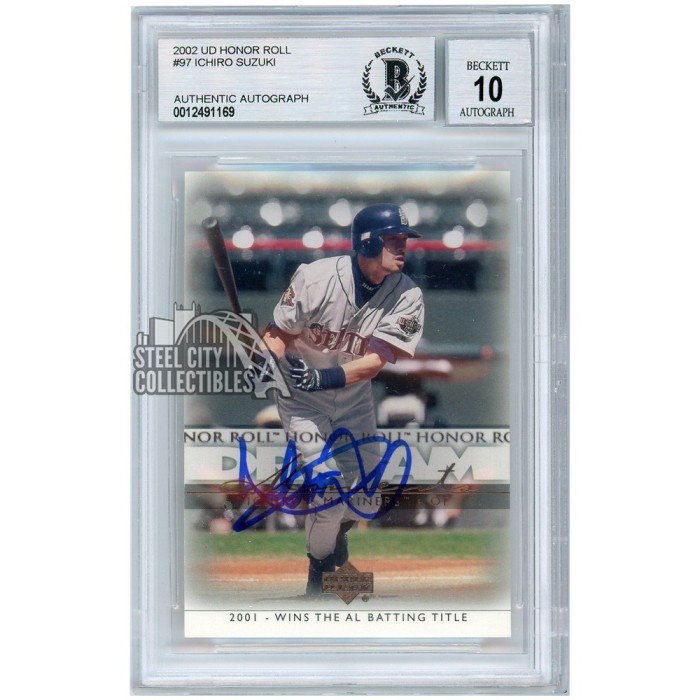 Ichiro Suzuki 2002 Upper Deck Honor Roll Autograph Card #97 BAS 10 ...